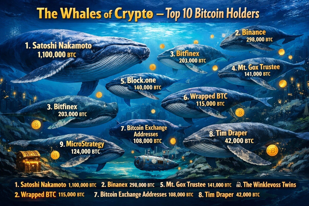 The Whales of Crypto – Top 10 Bitcoin Holders